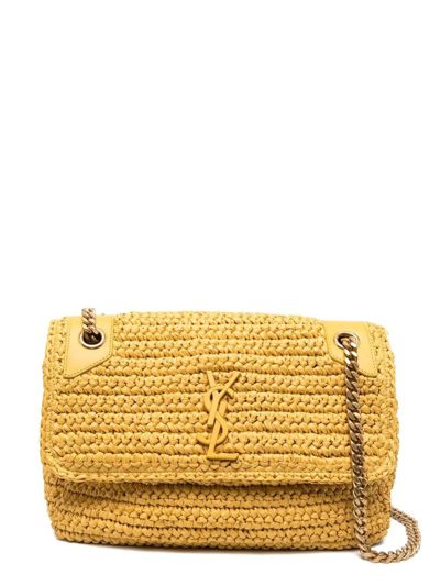Saint Laurent Yellow Raffia Niki Medium Shoulder Bag | ModeSens