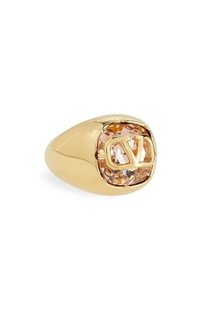Valentino Garavani Vlogo Crystal Dome Ring In Oro 18/ Rose Peach | ModeSens