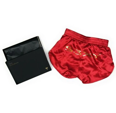Pre-owned Tesla S3xy Short Shorts Women's Sz S Small Red Gold Satin In ...