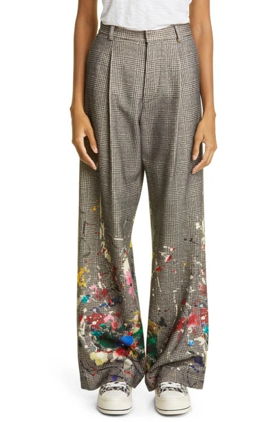 R13 Paint Splatter Wide Leg Virgin Wool Trousers In Mehrfarbig | ModeSens