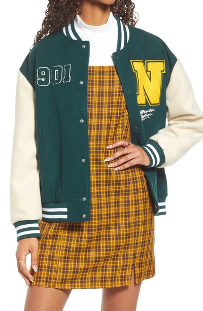 Bp. Gender Inclusive Colorblock Varsity Jacket In Green Botanical ...
