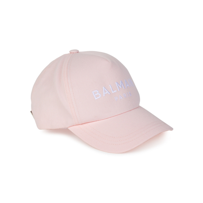 Balmain Pink Logo-embroidered Cotton-twill Cap | ModeSens
