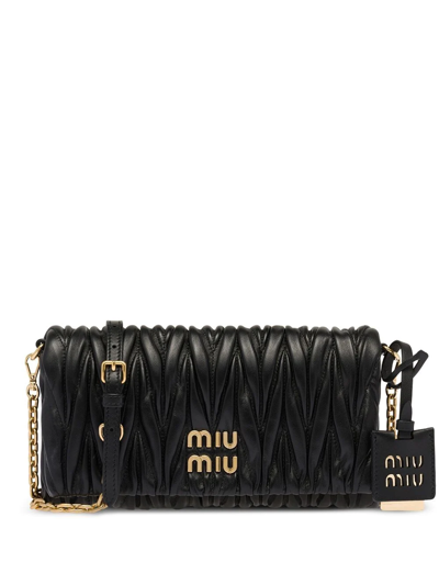 Miu Miu Matelassé-effect Shoulder Bag In Black | ModeSens