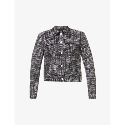 Givenchy 4g Logo-pattern Cropped Denim Jacket In Black White | ModeSens