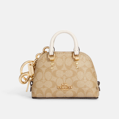 Coach Outlet Mini Katy Satchel Bag Charm In Signature Canvas In Beige ...