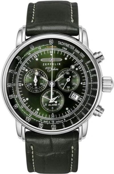 Pre-owned Zeppelin Watch 8680-4 Men's Green Analog Round Face 100th ...