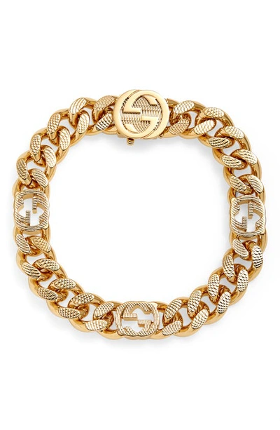 Gucci Gold Tone Interlocking G Chain Bracelet | ModeSens