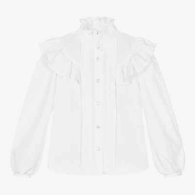 Giamo Kids' Girls White Ruffle Blouse | ModeSens