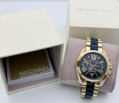 Pre-owned Michael Kors Mk6268 Bradshaw Chronograph Blue Dial Blue ...