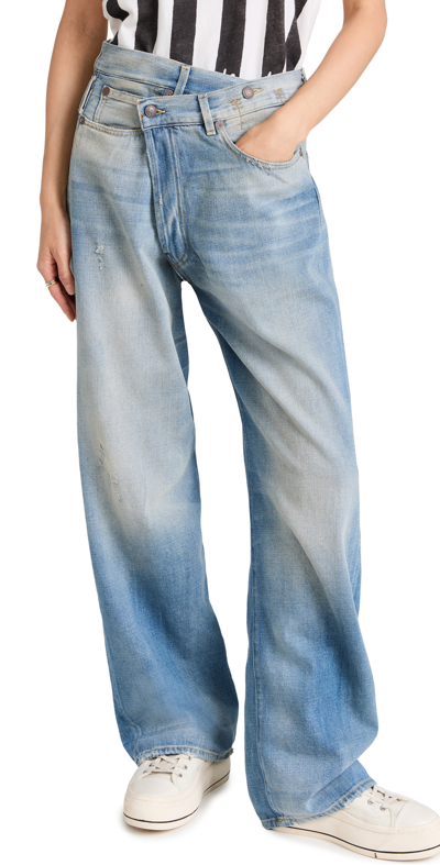 R13 Wideleg Cross Over Jeans In Blue | ModeSens