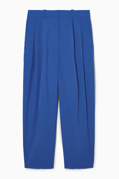 Cos Wide-leg Pleated Pants In Blue | ModeSens