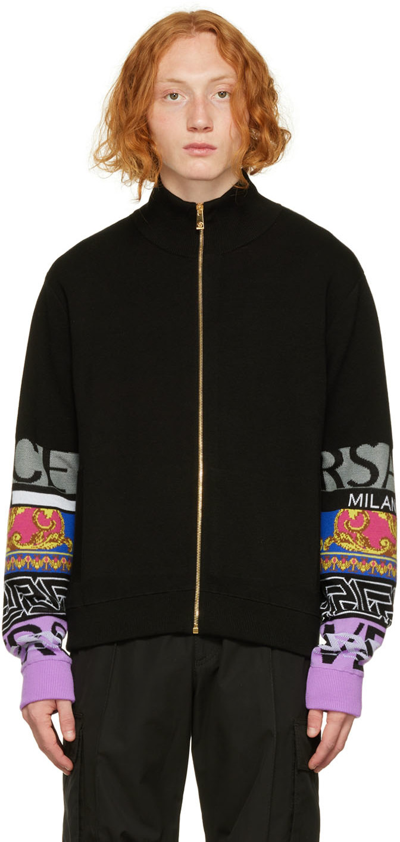 Versace Medusa Renaissance Zip-up Jumper, Male, Black, 48 | ModeSens