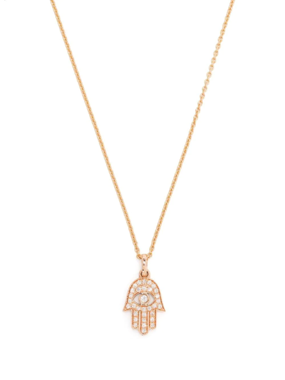 Cada 18kt Rose Gold Hand Of Fatima Diamond Pendant In Pink | ModeSens