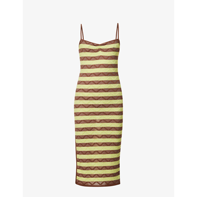 Musier Paris Ardy Striped Stretch-knit Midi Dress In Green And Brown ...