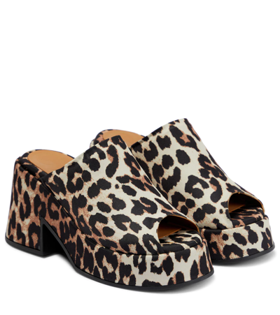 Ganni Leopard-print Platform Sandals | ModeSens