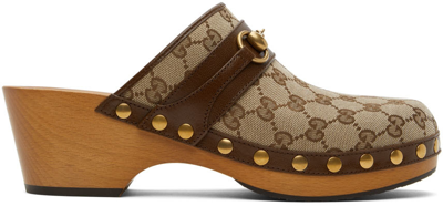Gucci 35mm Stann Gg Canvas Clogs In Beige | ModeSens