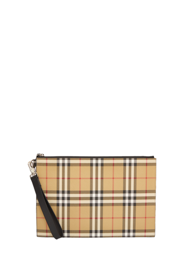 Burberry Vintage Check Pouch In Beige | ModeSens