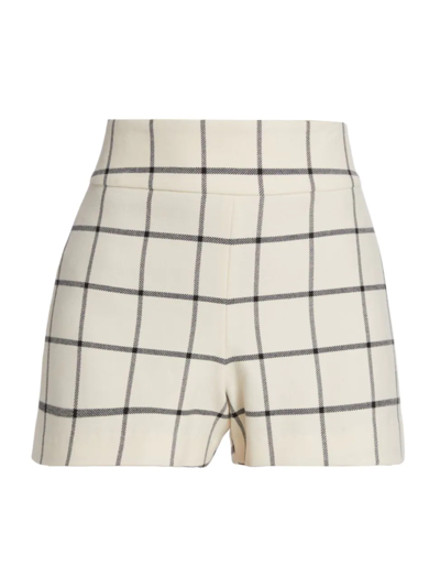 Alice And Olivia Donald High Waisted Shorts In Off White Black Modesens