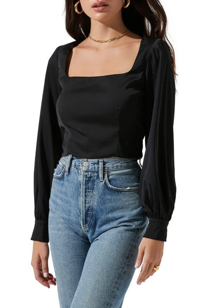 Astr Square Neck Top In Black | ModeSens