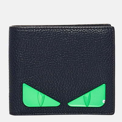 Pre-owned Fendi Blue Monster Leather Bifold Wallet | ModeSens
