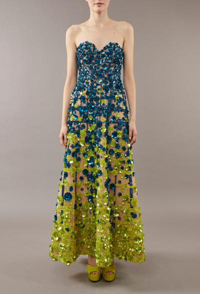 Elie Saab Ombre 3d Floral Applique Gown | ModeSens