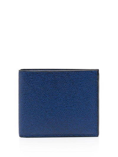 Valextra Pebbled Leather Bi-fold Wallet In Blau | ModeSens