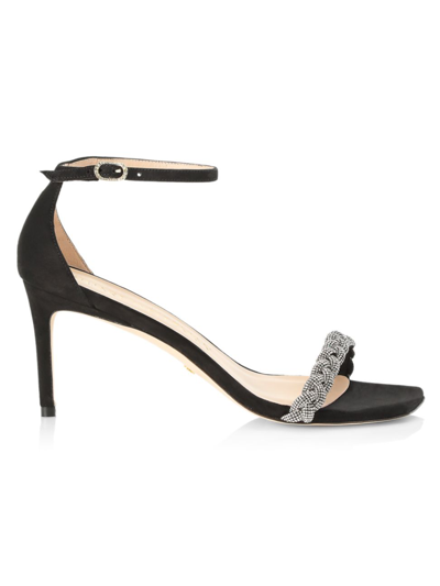 Stuart Weitzman Women's Nudistcurve 75 Embellished Suede Ankle-strap ...