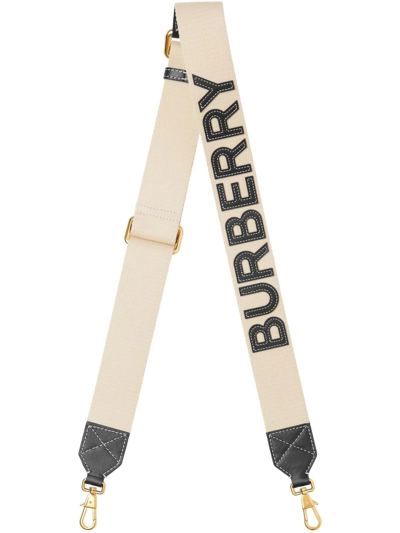 Burberry Logo Detail Leather Bag Strap In Cream | ModeSens