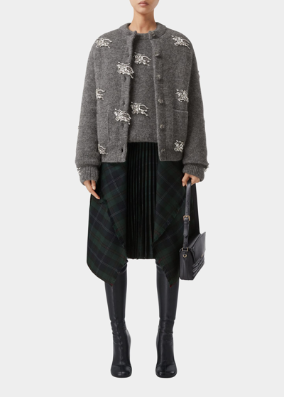 Burberry Runway Bacci Check Pleated Kilt In Dark Viridian Green | ModeSens