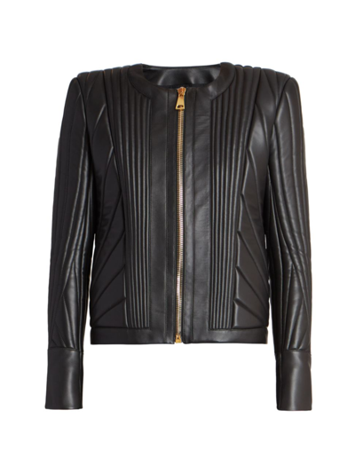 Balmain Zip-front Leather Jacket In Black | ModeSens