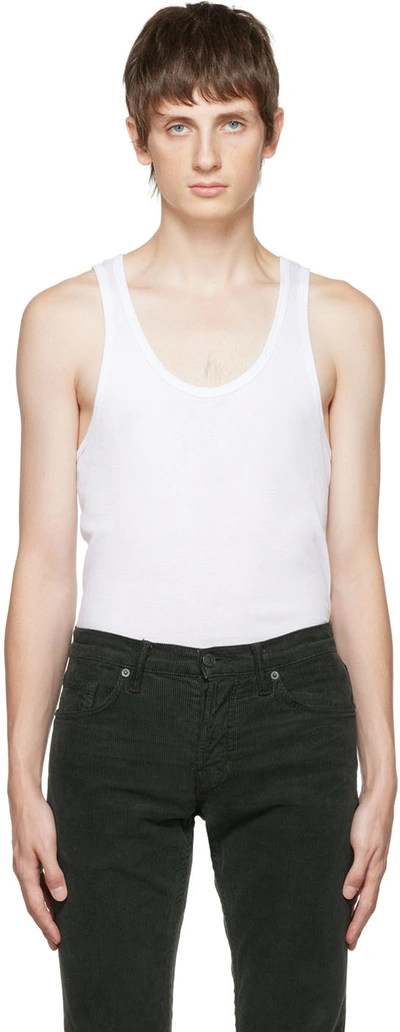 Tom Ford White Ribbed Tank Top In 100 White | ModeSens