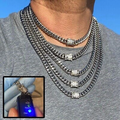 Pre-owned Bling Cartel Moissanite Clasp Iced Miami Cuban Chain Blinged ...