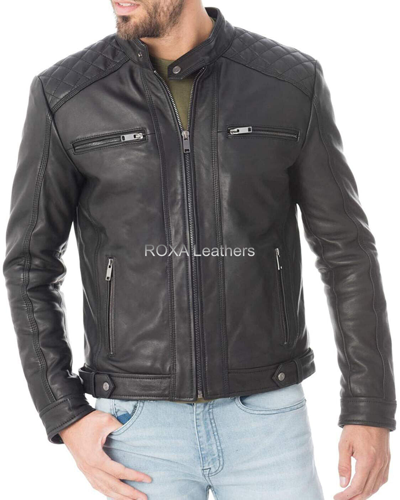 Pre-owned Napa Men's Quilted Authentic Natural Leather Jacket Casual ...