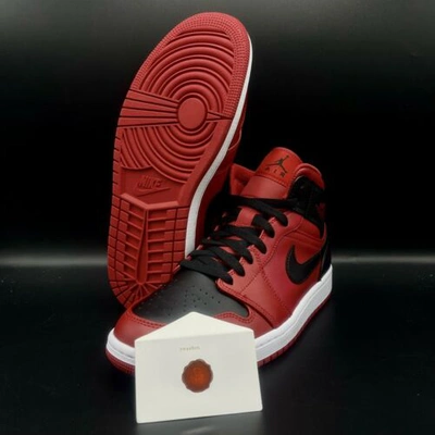 Pre-owned Jordan Air 1 Mid Reverse Bred 554724-660 In Gym Red/black ...