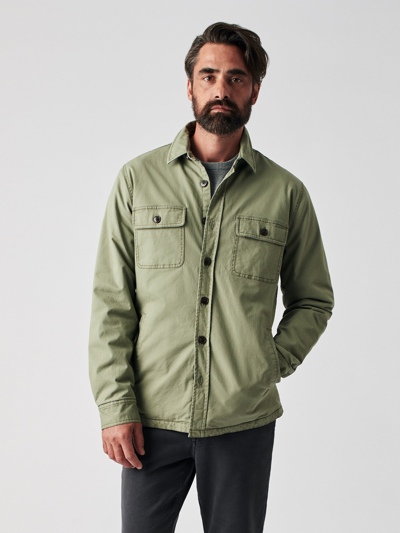 Faherty Epic Cotton Blend Quilted Shirt Jacket In Olive Melange | ModeSens