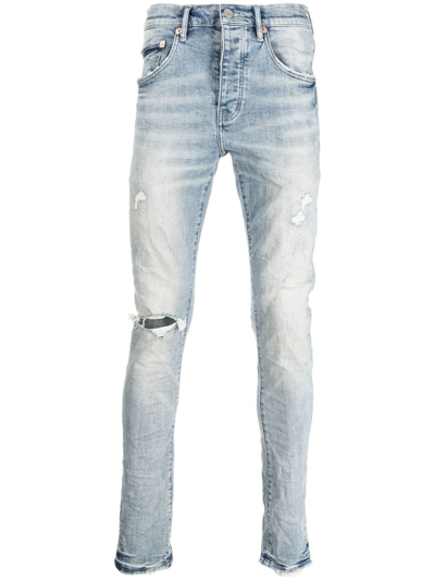 Purple Brand Ripped Bleached Straight-leg Jeans In Blue | ModeSens