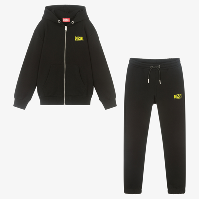 Diesel Teen Boys Black Logo Tracksuit | ModeSens