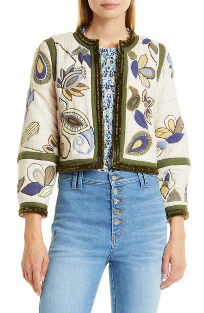 Veronica Beard Benicia Embroidered Raw Silk Beaded Jacket In Multi ...