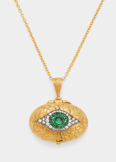 Arman Sarkisyan Evil Eye Locket Necklace With Emeralds And Diamonds In ...