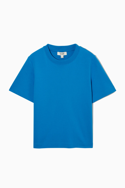 Cos Boxy-fit Heavyweight T-shirt In Blue | ModeSens