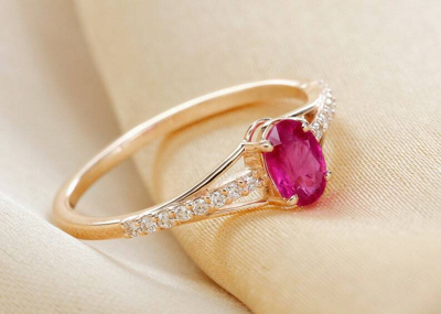 Pre-owned Handmade Ruby Engagement Ring In 14k Gold / Oval Cut Genuine ...
