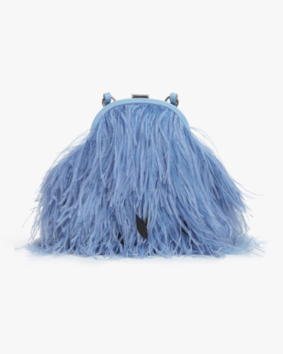 Mark Cross Frame Feathered Crossbody Bag In Sky Blue | ModeSens