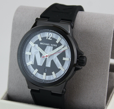 Pre-owned Michael Kors Authentic Dylan Black Mk Monogram Silicone ...