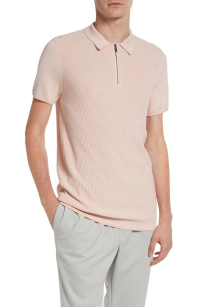Open Edit Crew Quarter-zip Polo Sweater In Pink Peach | ModeSens
