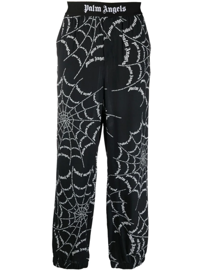 Palm Angels Spider Web Print Track Pants In Black | ModeSens