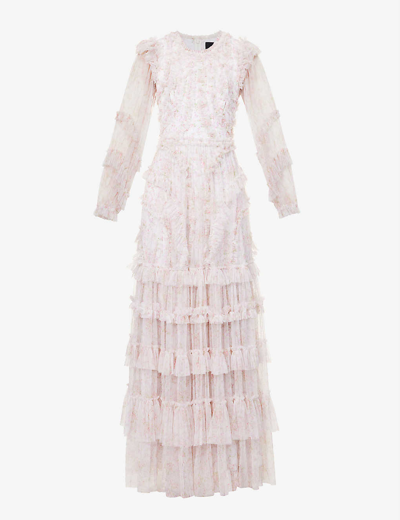 Needle & Thread Vintage Ditsy Ruffled Woven Maxi Dress In Moonshine ...