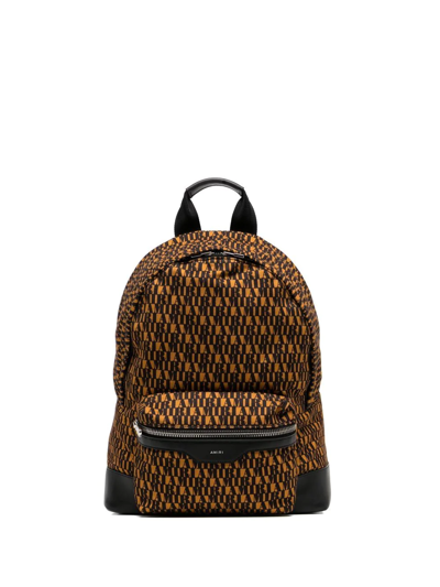 Amiri Monogram-print Backpack In Yellow | ModeSens