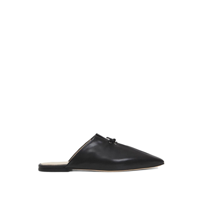 Theory Pleated Mule In Leather In Black | ModeSens