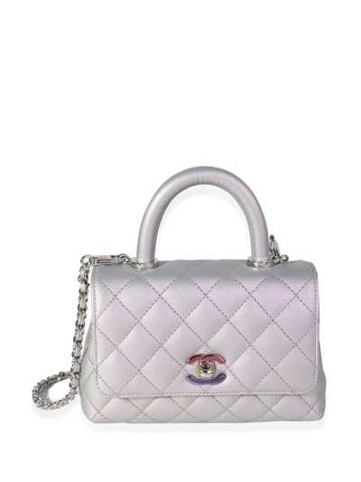 Pre-owned Chanel Extra Mini Coco Top-handle Bag In Silver | ModeSens