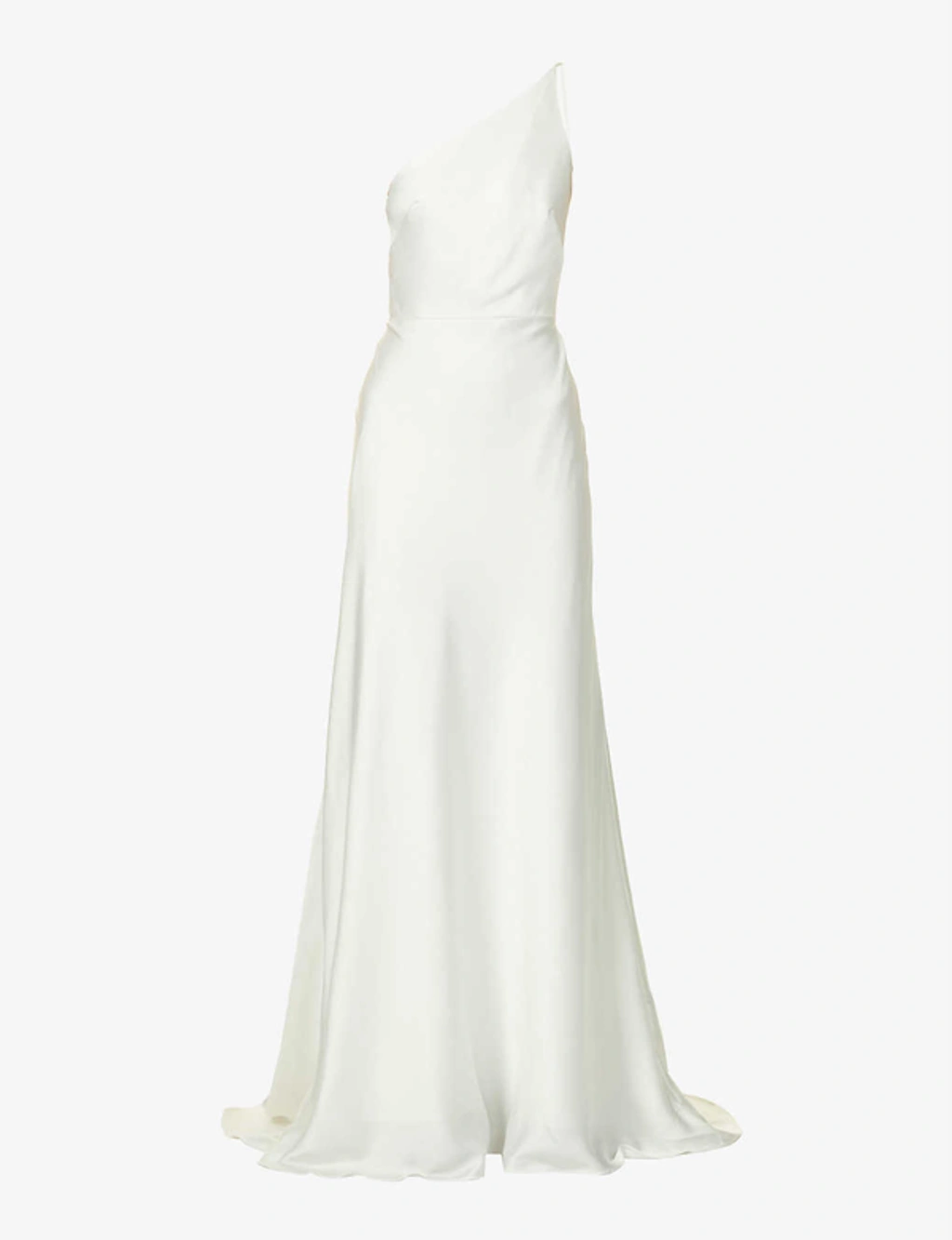 Jenny Yoo Marlene Asymmetric-neck Satin Maxi Dress In Ivory | ModeSens